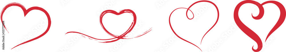 Horizontal set for Ink Brush hearts. Heart Symbol. heart icon. shaped ...