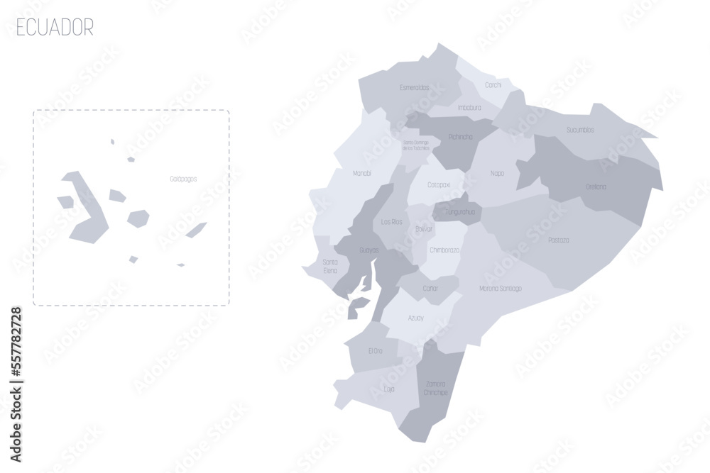 Ecuador political map of administrative divisions - provinces. Grey ...