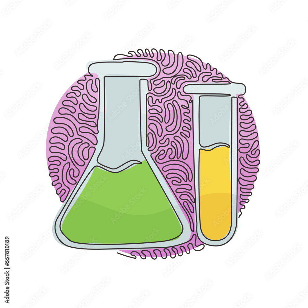 Continuous one line drawing chemistry laboratory glassware. Graduated ...