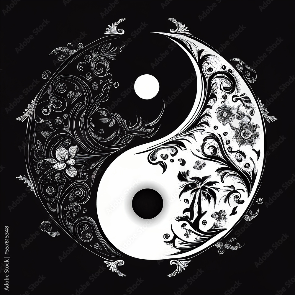 Yin Yang Zeichen Symbol Schwarz Weiss Vektor Illustration for Tshirts ...