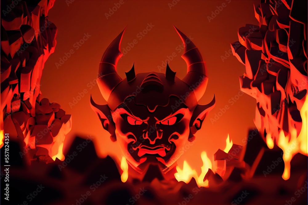 Satan in Hell - The devil is a red demon living in the hellish ...