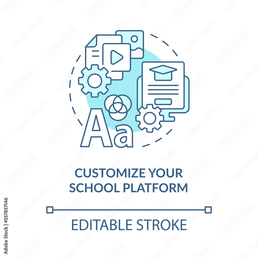 Customize your school platform blue concept icon. Launching school LMS ...