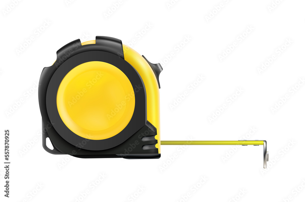 Realistic Tape measure isolated. Side view roulette construction tool ...