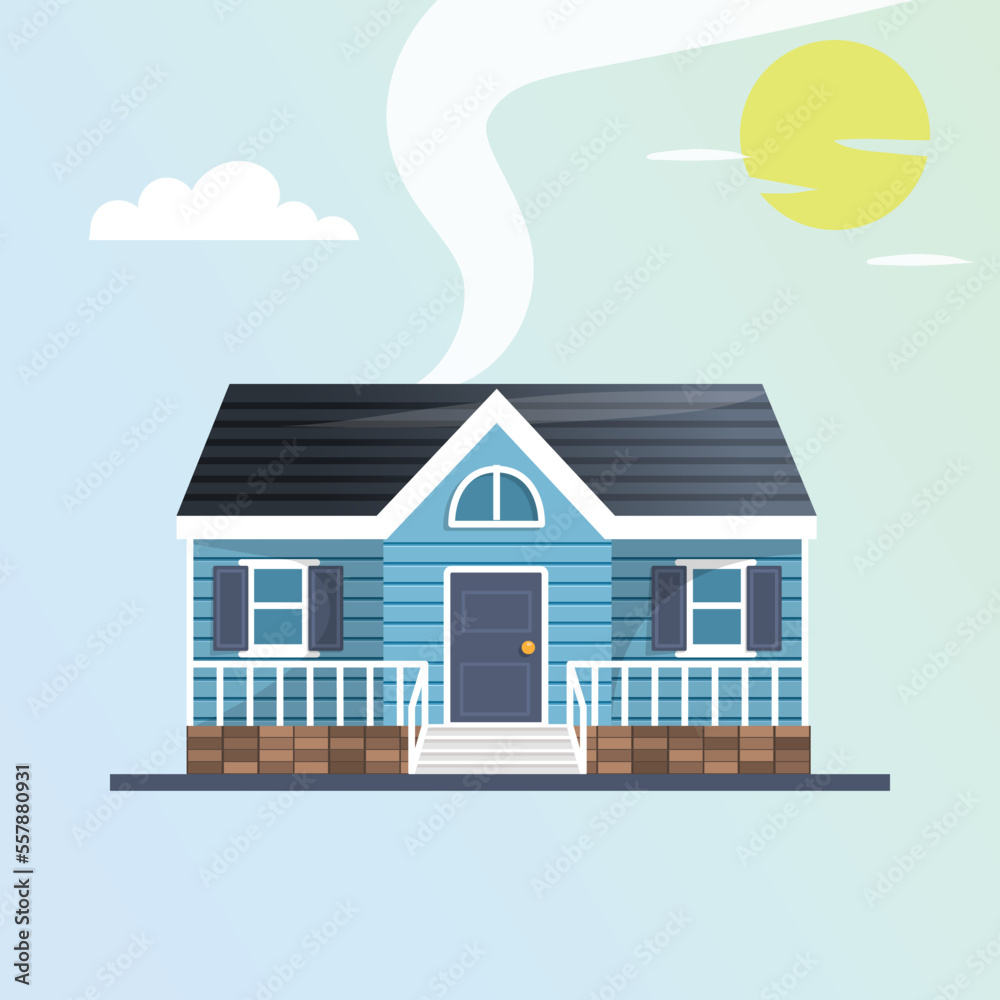 Vector de Stock House with front porch vector illustration. Farmhouse ...