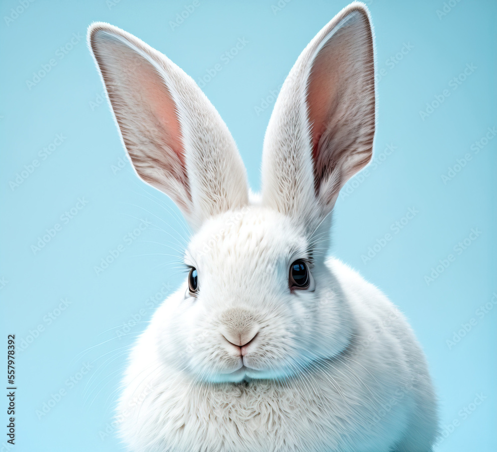 Illustrazione stock di a white rabbit with blue eyes and a white nose ...