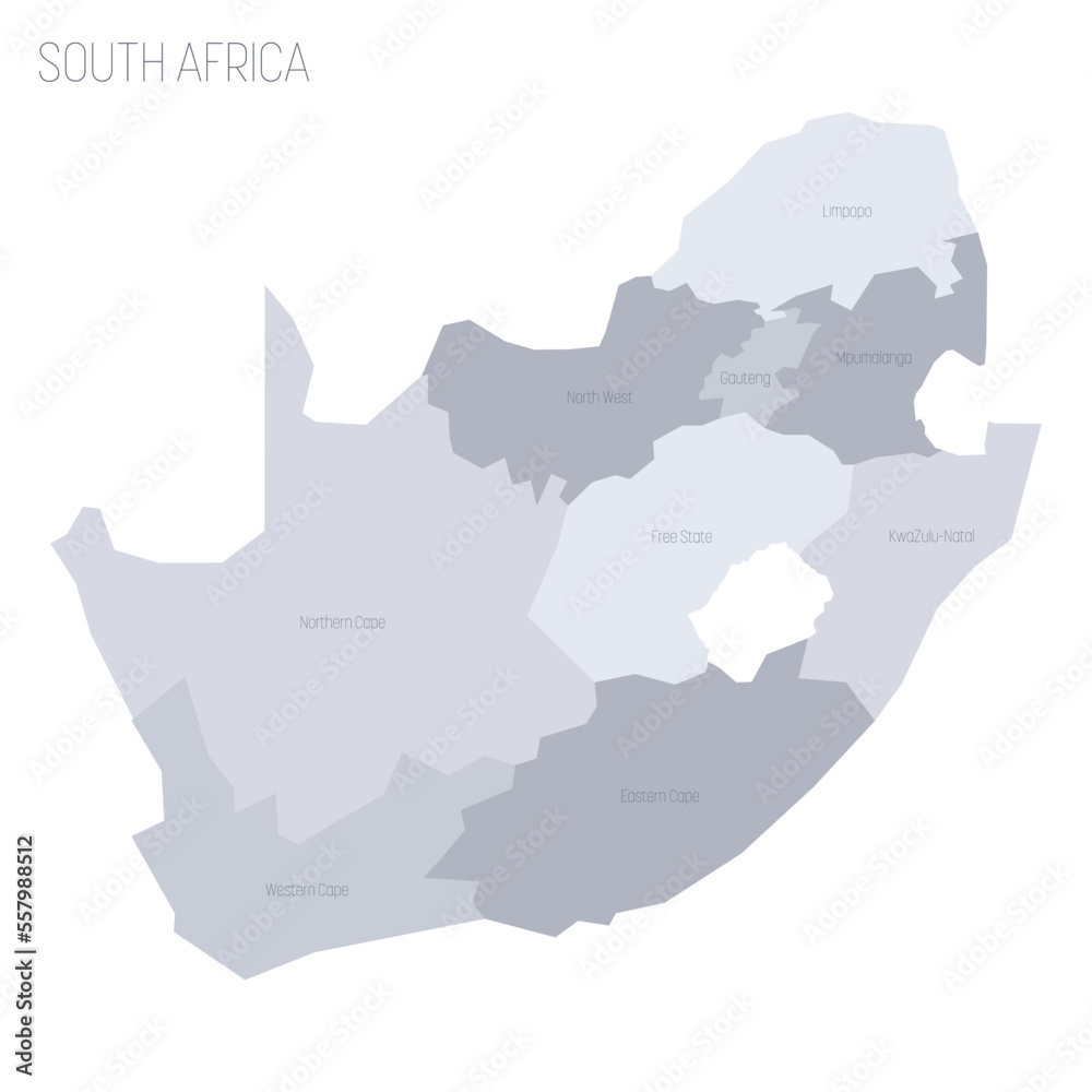 South Africa political map of administrative divisions - provinces ...