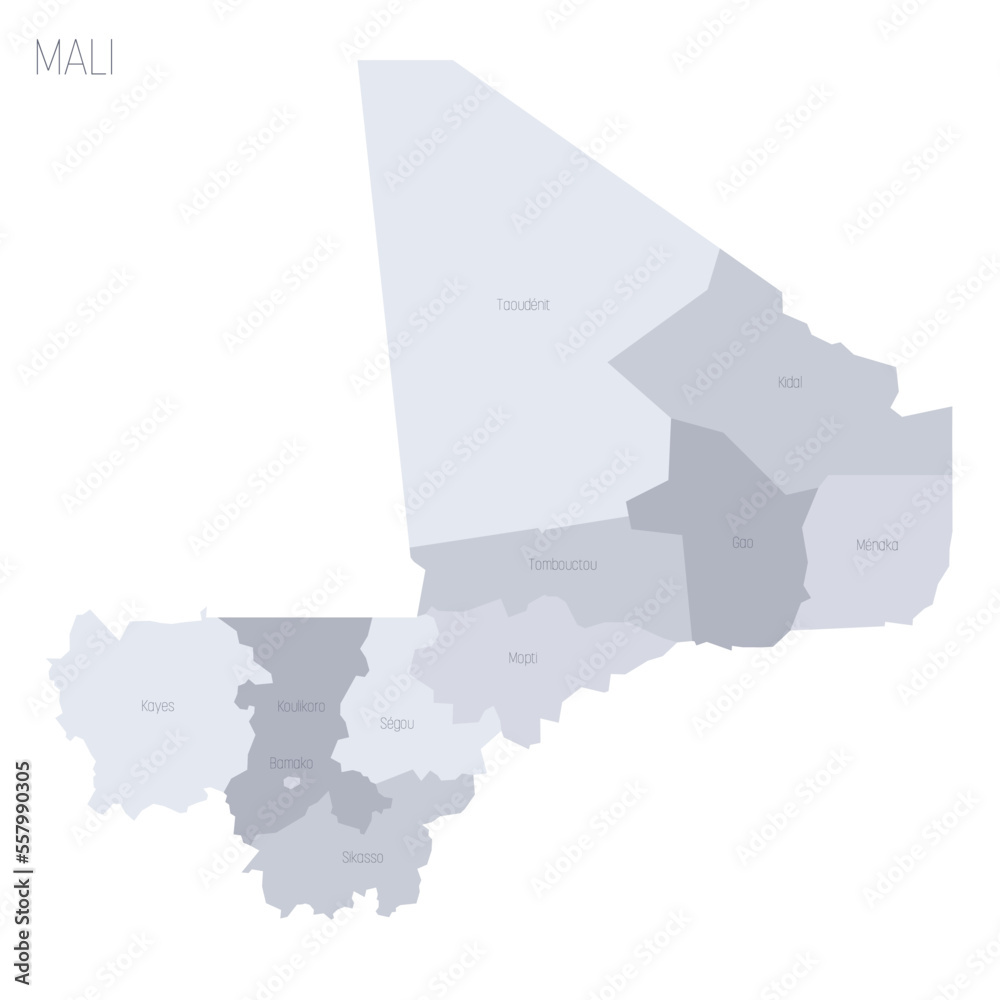 Mali political map of administrative divisions - regions and capital ...