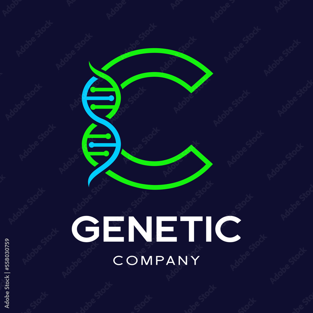 Letter C Genetic DNA vector logo template. Design with chromosome ...