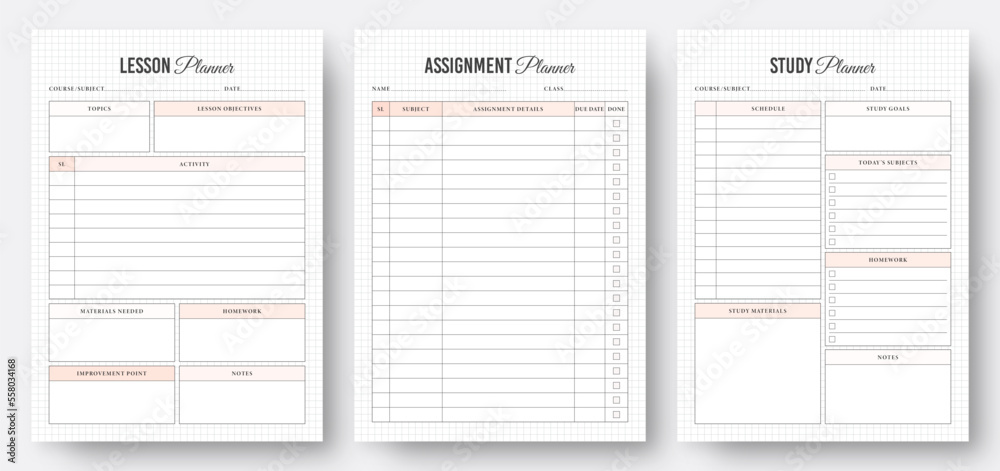 Printable Study Planner Template Design. Lesson Planner Template ...