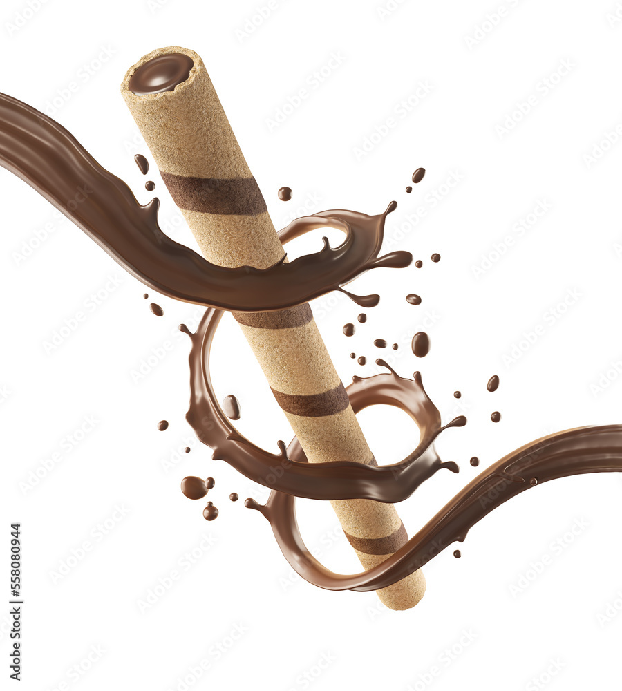 chocolate filled in a crispy wafer roll, Chocolate waffle sticks with ...