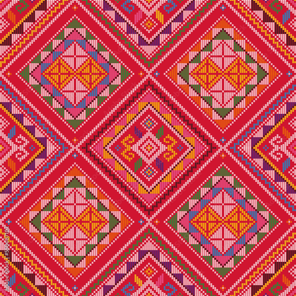 Yakan cloth inspired vector seamless pattern, traditional folk art ...