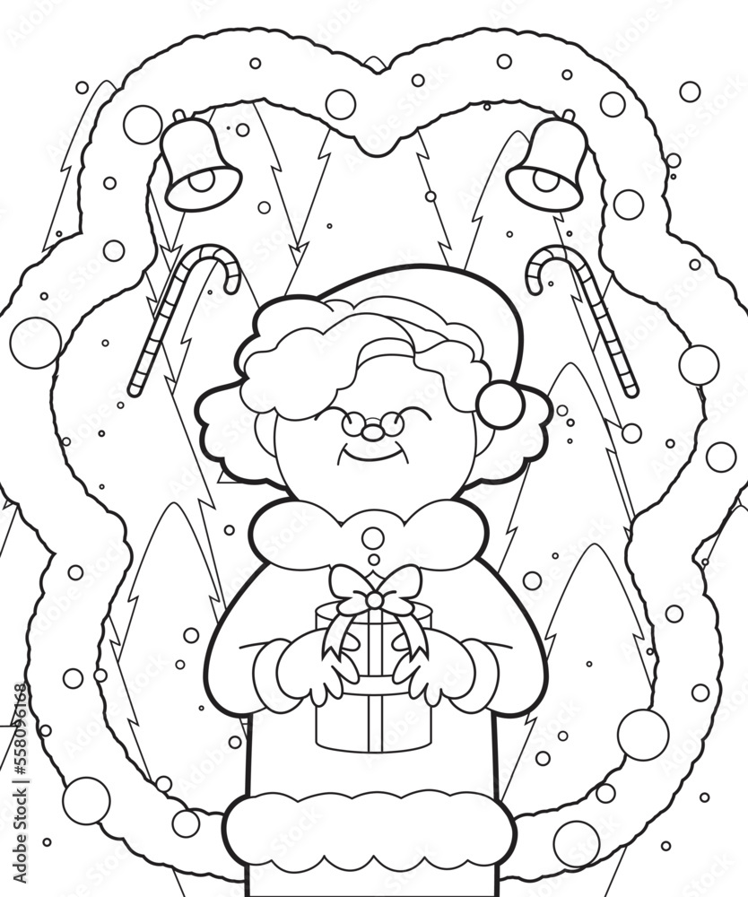 Christmas outline vector illustration coloring page for children ...