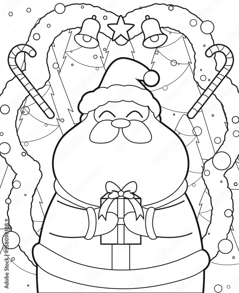 Christmas outline vector illustration coloring book page for children ...