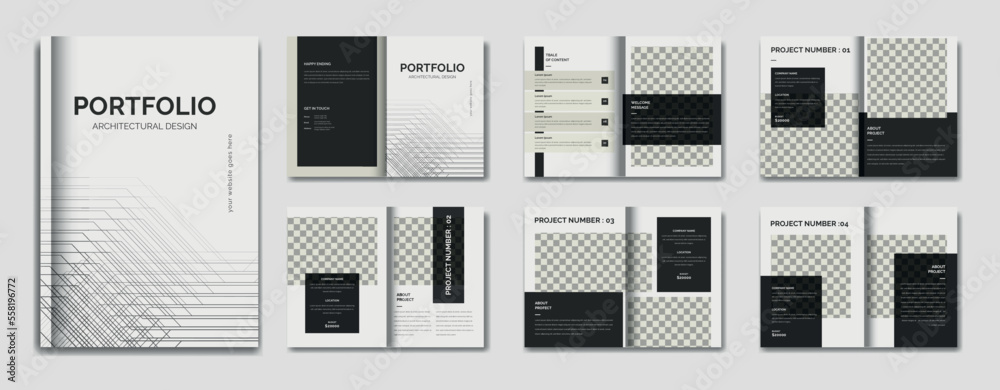 Architecture black and white portfolio design template, architecture ...