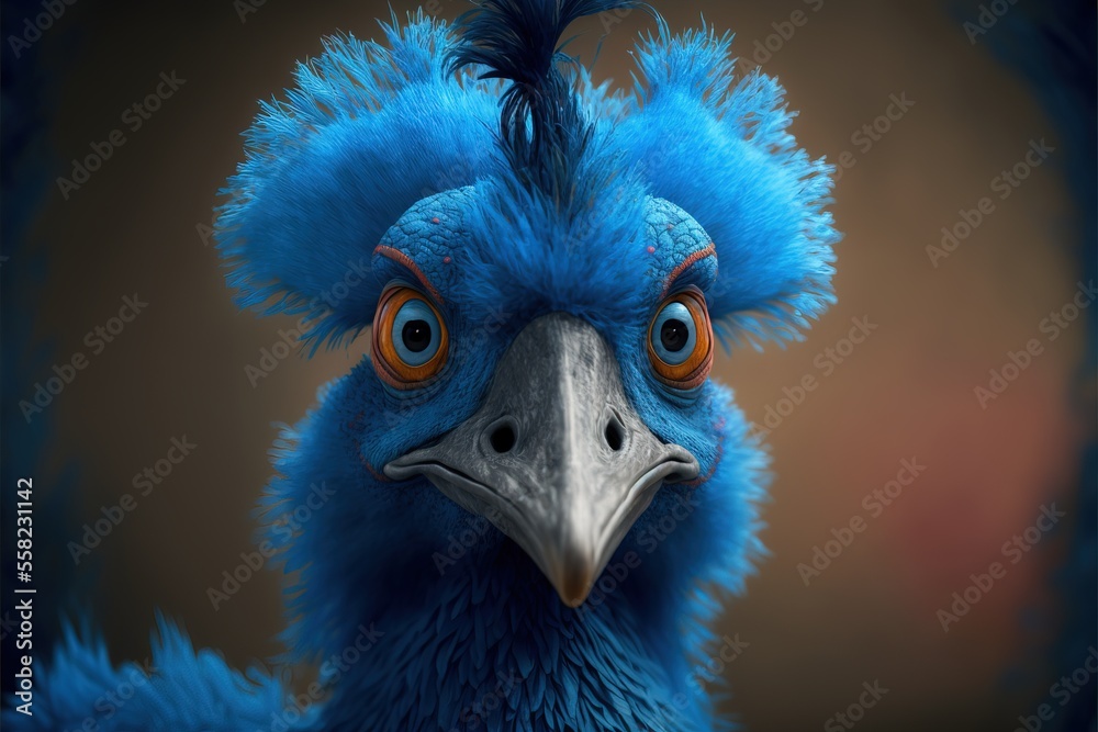 Cassowary. Cute adorable animal inspired by some cartoon movies Stock ...