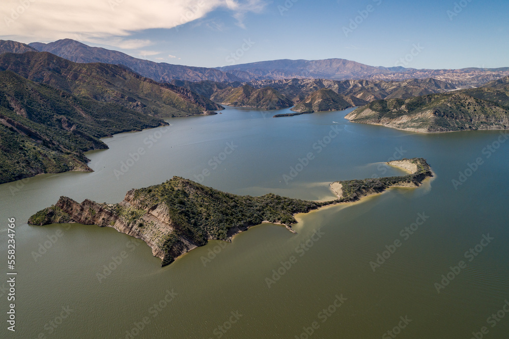 Pyramid Lake in California. It is a reservoir formed by Pyramid Dam on ...