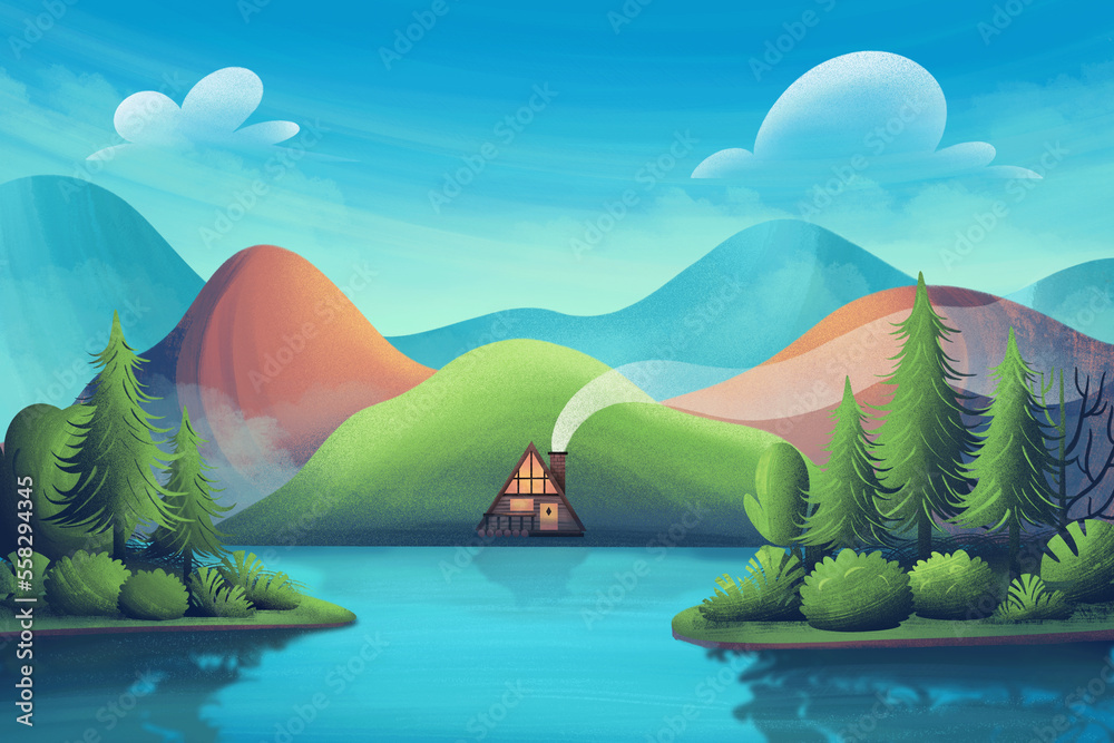Mountain Landscape Background Scene PNG Clipart Illustration Stock ...