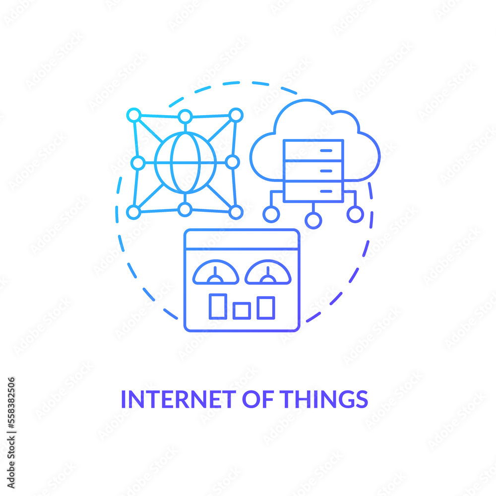 Internet of things blue gradient concept icon. Artificial intelligence ...