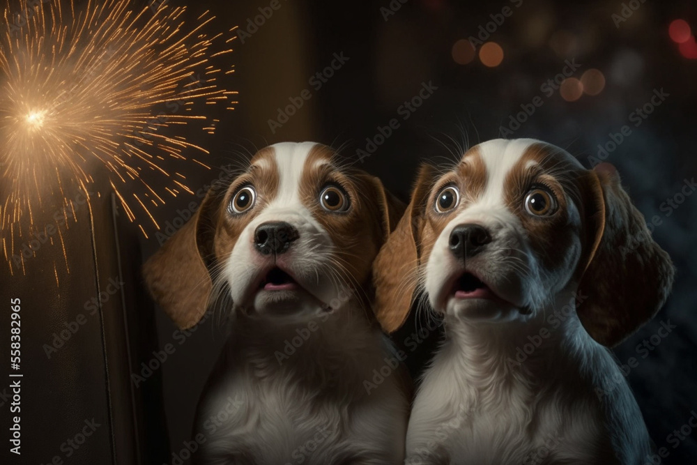 Really scared puppies of fireworks and loud noises. Generative Ai ...