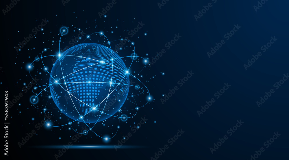 Global connection network background. World map. Internet technology concept or global ...