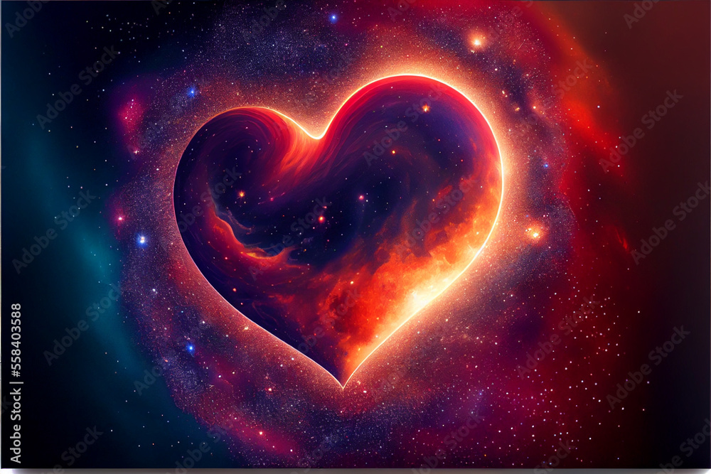 Heart shaped galaxy. AI generated Stock Illustration | Adobe Stock