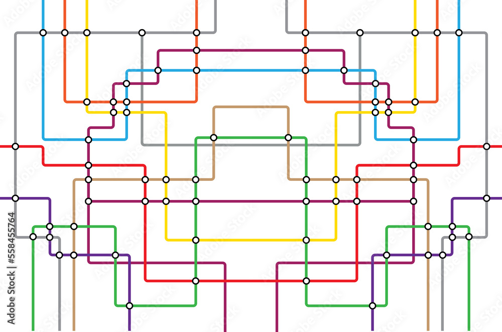 Transparent retro map tube subway scheme. City transportation complex ...