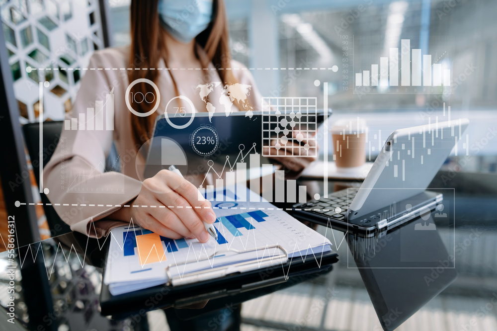 Team colleagues wear formal attire to work together to optimize ...