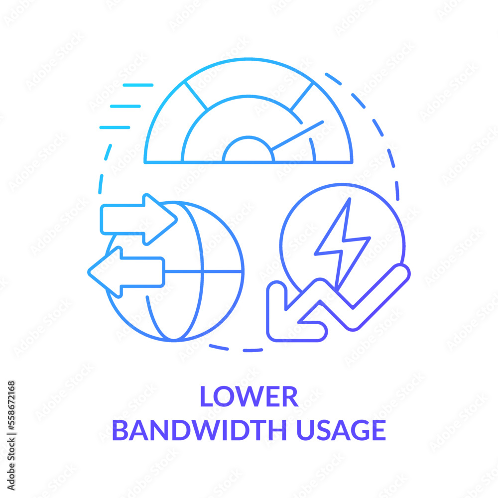 Lower bandwidth usage blue gradient concept icon. Innovating cloud ...