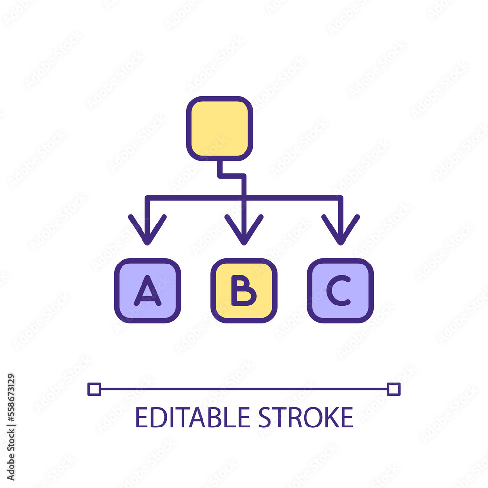 Hierarchical structure RGB color icon. Organizational management ...