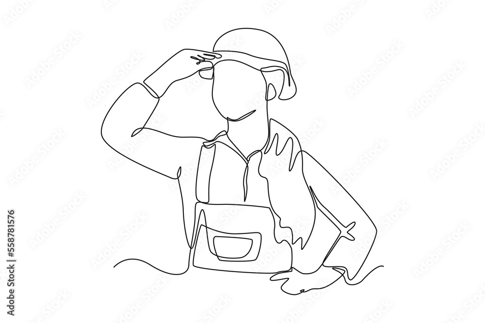 Continuous one line drawing Happy smart kid boy character wearing ...