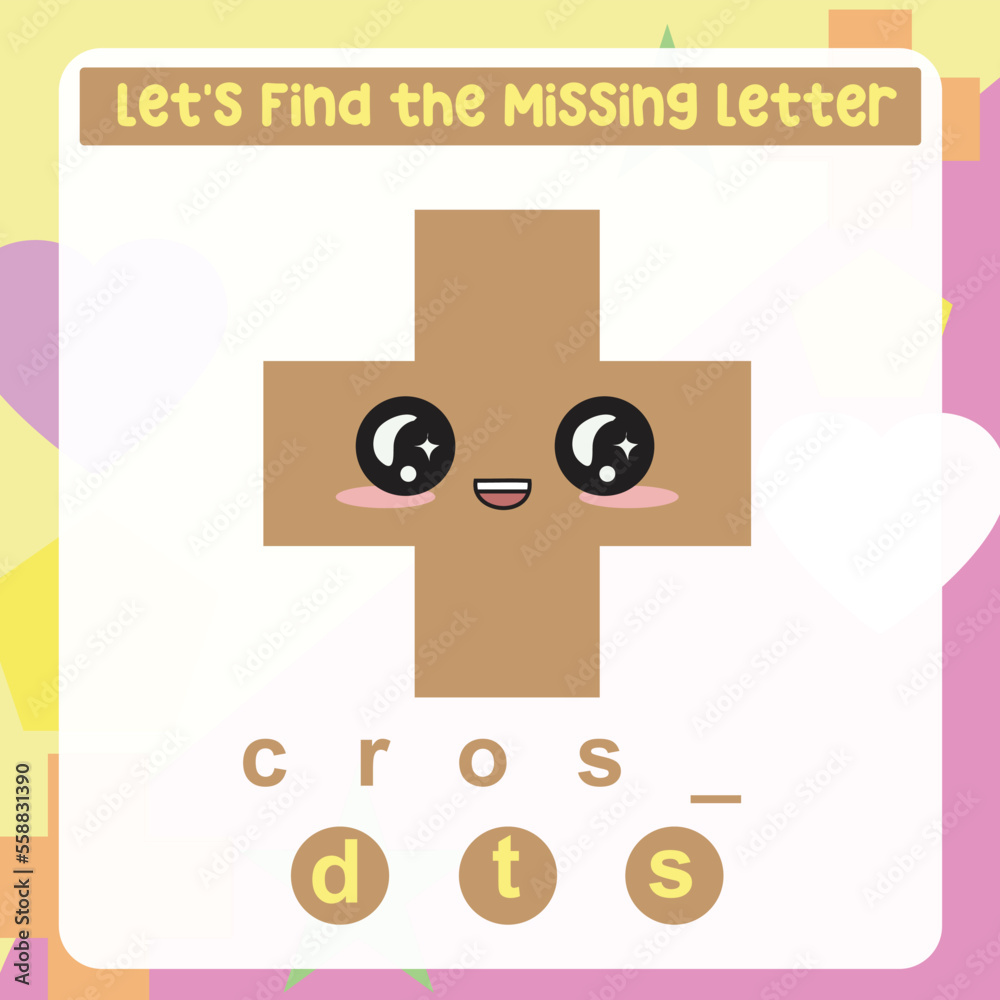 Vector de Stock Find and complete the missing letter worksheet for kids ...