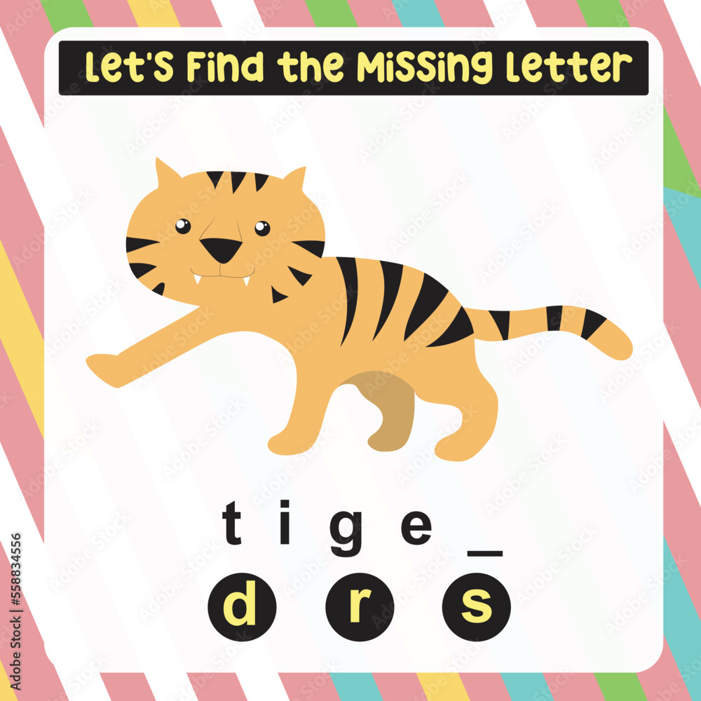 Missing letter worksheet. Complete the letters for animal names in ...