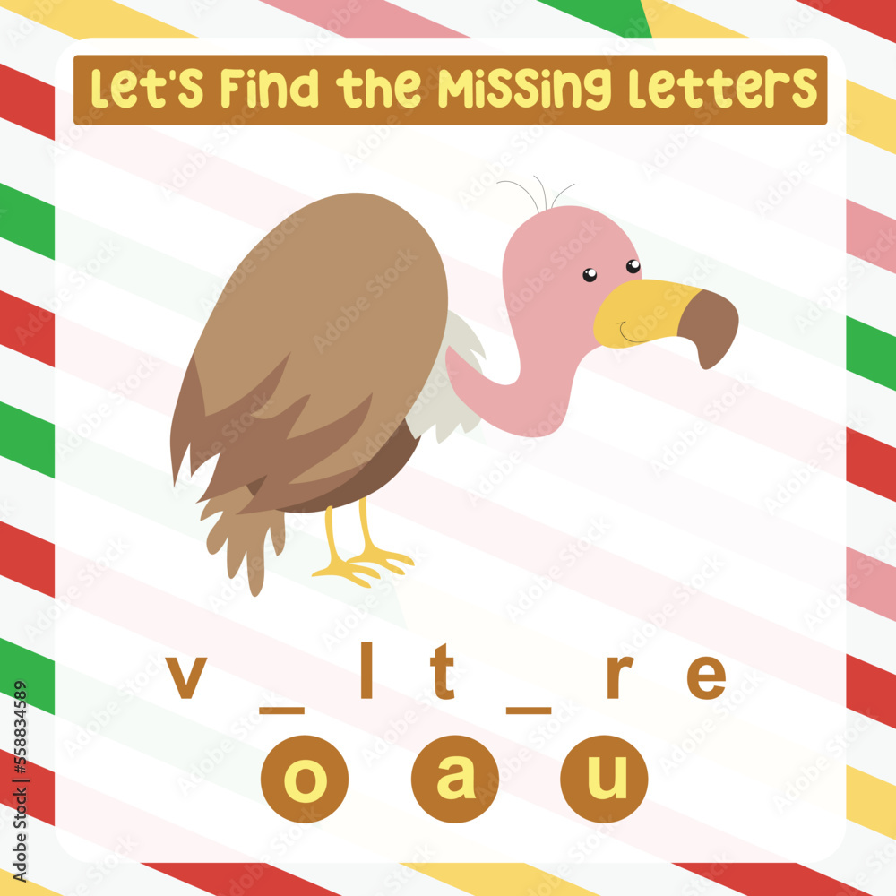 Missing letter worksheet. Complete the letters for animal names in ...