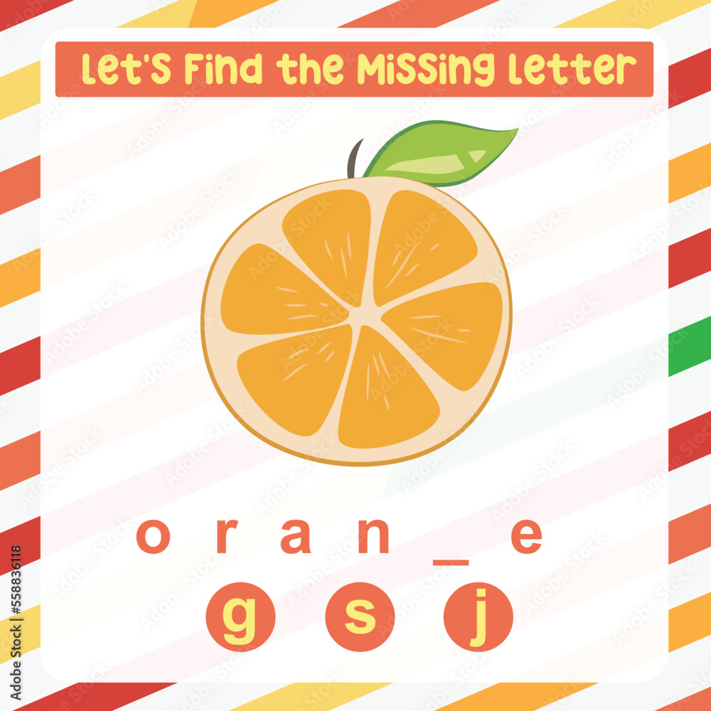 Find the missing letter worksheet for kids learning the fruits ...