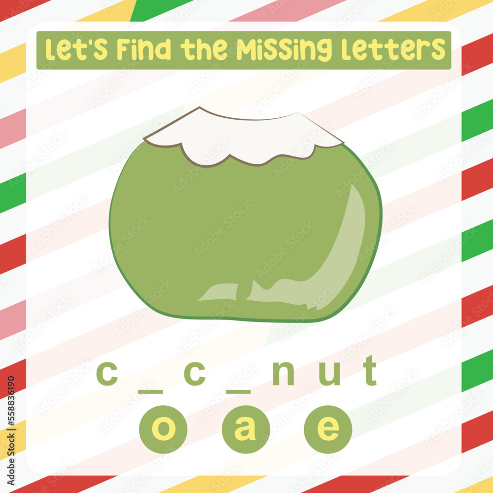 Find the missing letter worksheet for kids learning the fruits ...
