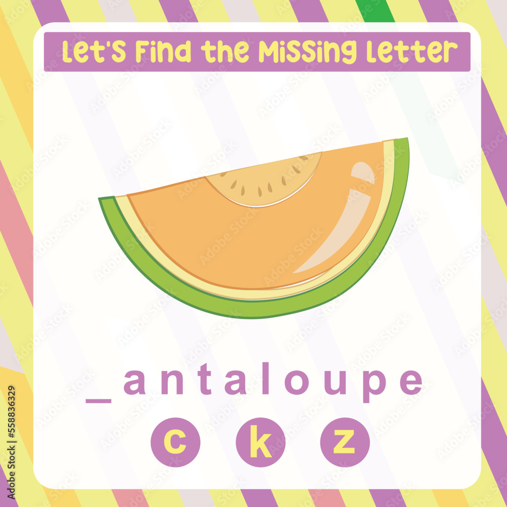 Find the missing letter worksheet for kids learning the fruits ...