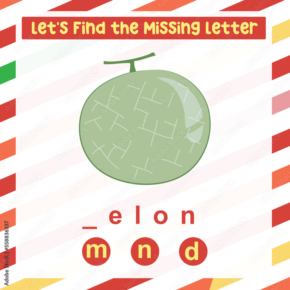 Vektor Find the missing letter worksheet for kids learning the fruits ...