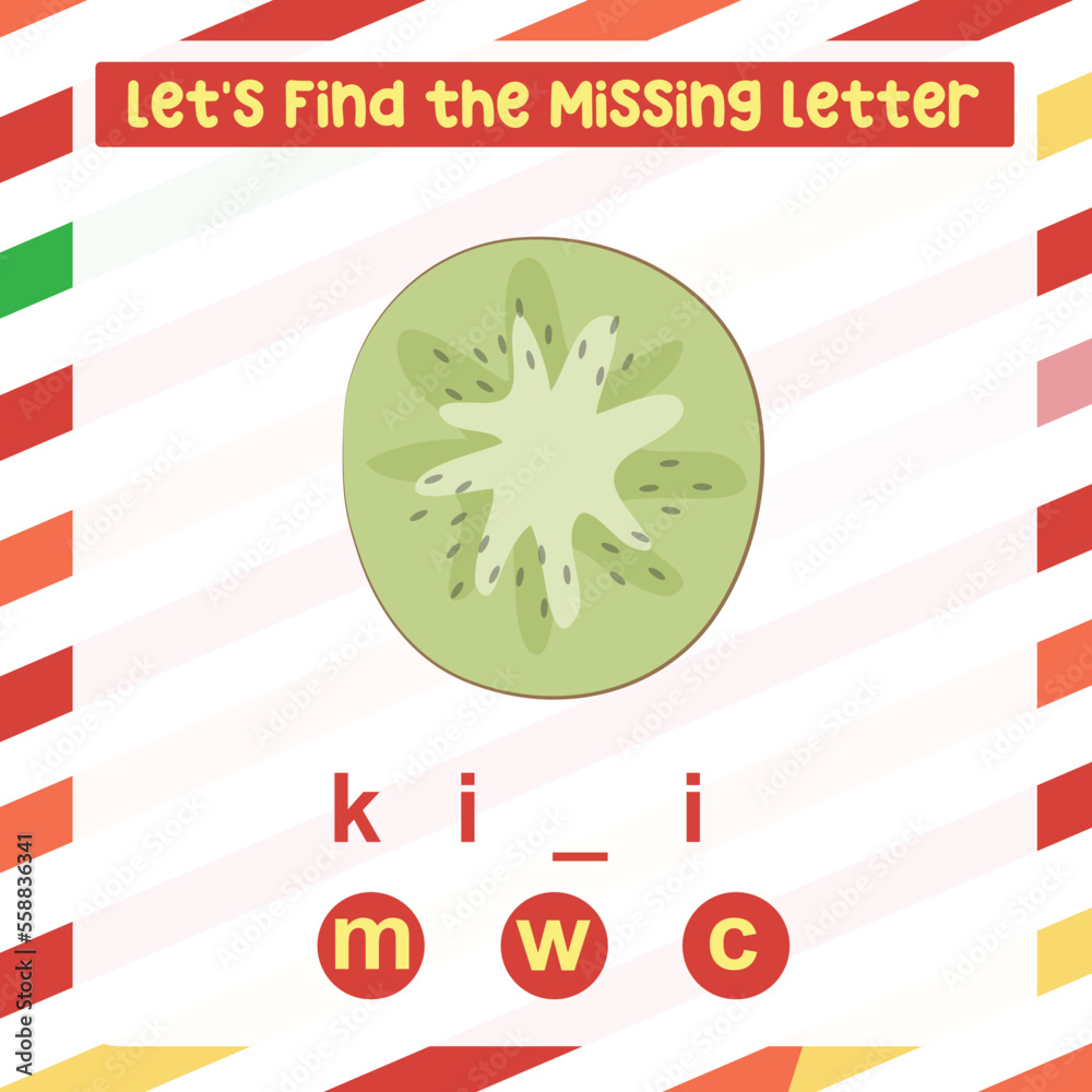 Vector de Stock Find the missing letter worksheet for kids learning the ...