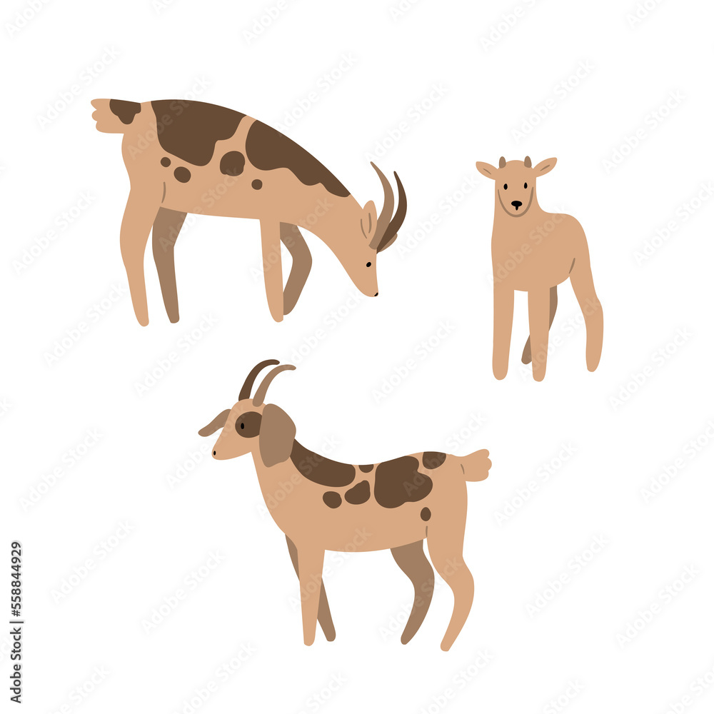 goat illustrations, domestic animals clipart, farm life illustrations ...