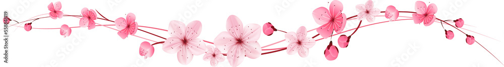 pink cherry blossom flower border Stock Illustration | Adobe Stock