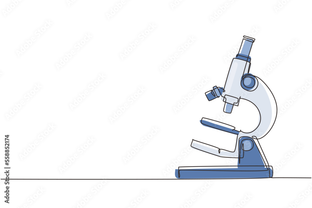Single continuous line drawing simple microscope. Lab microscope to ...