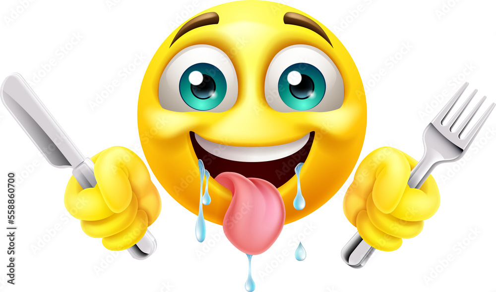 Stock-Illustration „Hungry Drooling Face Emoji Emoticon Cartoon Icon ...