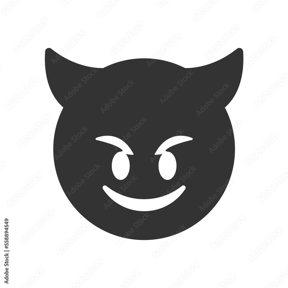 Smiling face with horns emoji icon. Monster emoticon symbol modern ...