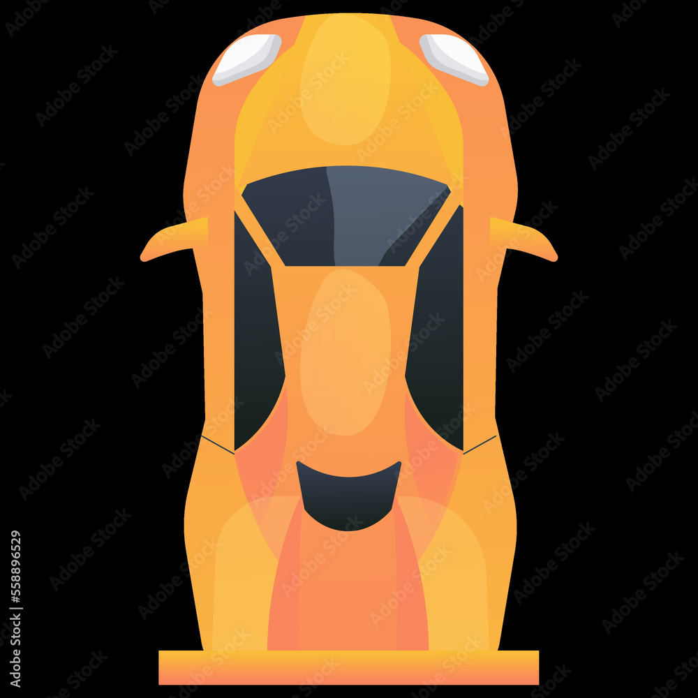 Race car top view in cartoon style transport with shadows and light ...