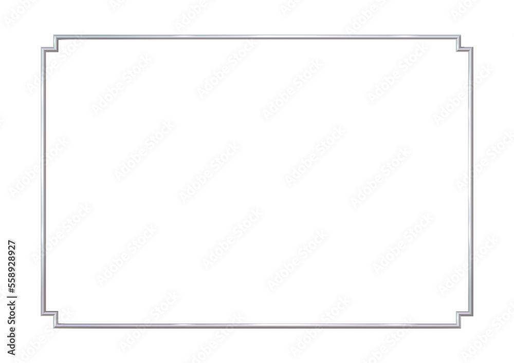 Rectangle realistic frame metal or silver with inverted corners ...