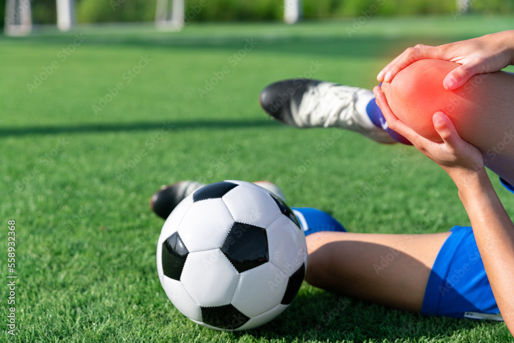 football soccer player accident knee injury sport football treatment on ...