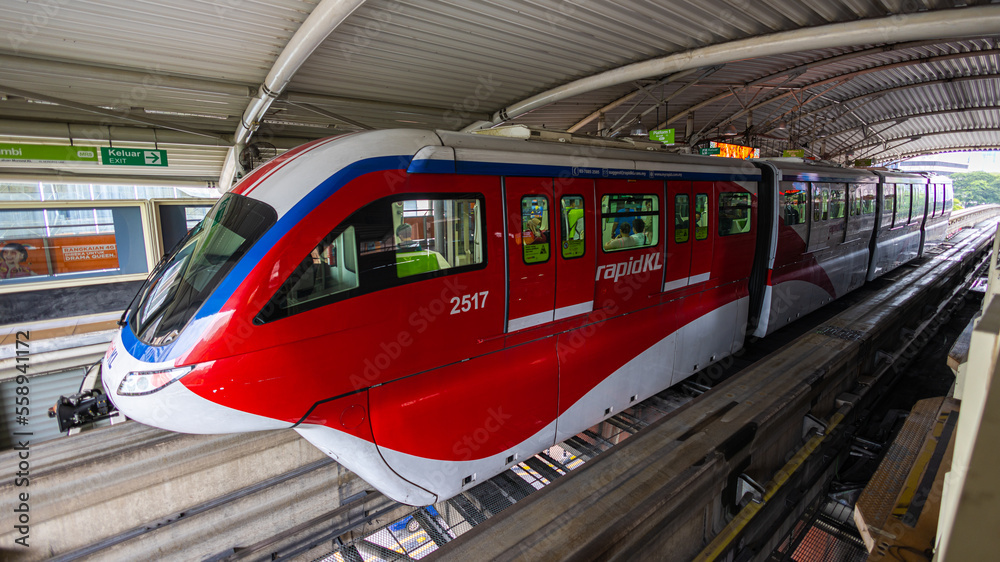 Kuala Lumpur, Malaysia - August 21, 2022: The Monorail train at the ...