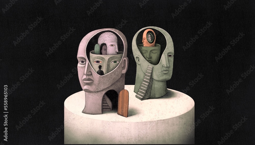 Conceptual art of think, brain mind, mental health, spiritual, soul and ...