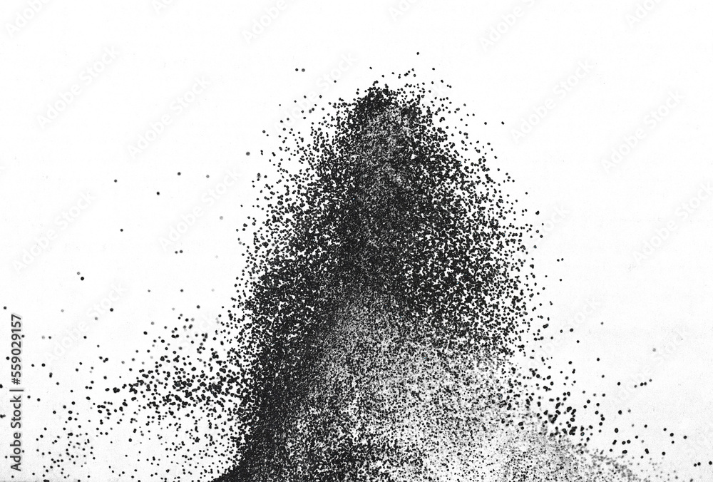 Million of black sand explosion, Photo image of falling down sands ...