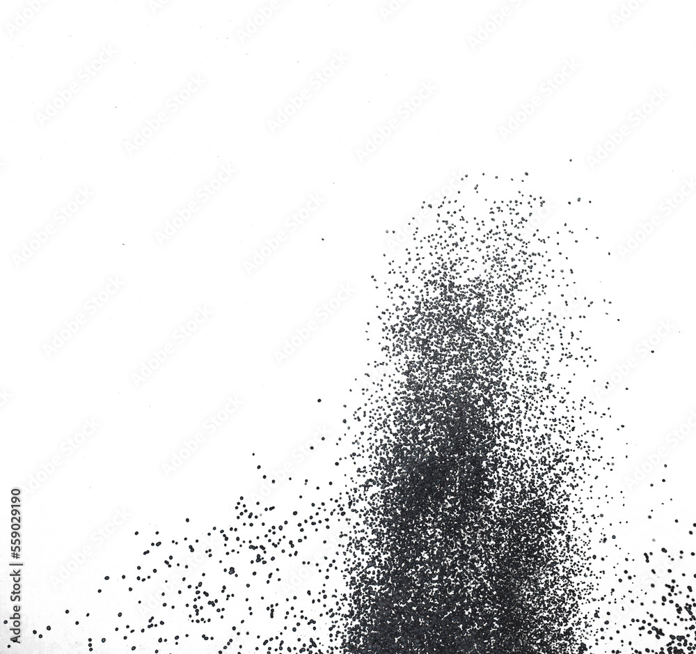 Million of black sand explosion, Photo image of falling down sands ...
